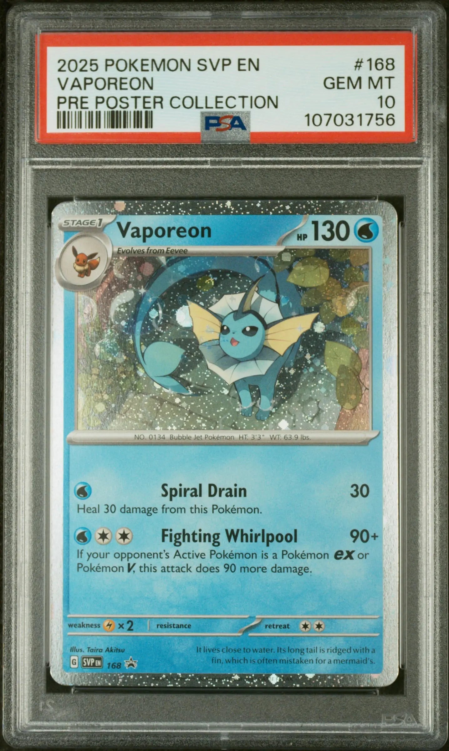 PSA 10 - 2025 POKEMON SVP EN-SV BLACK STAR PROMO #168 VAPOREON PRE POS ...