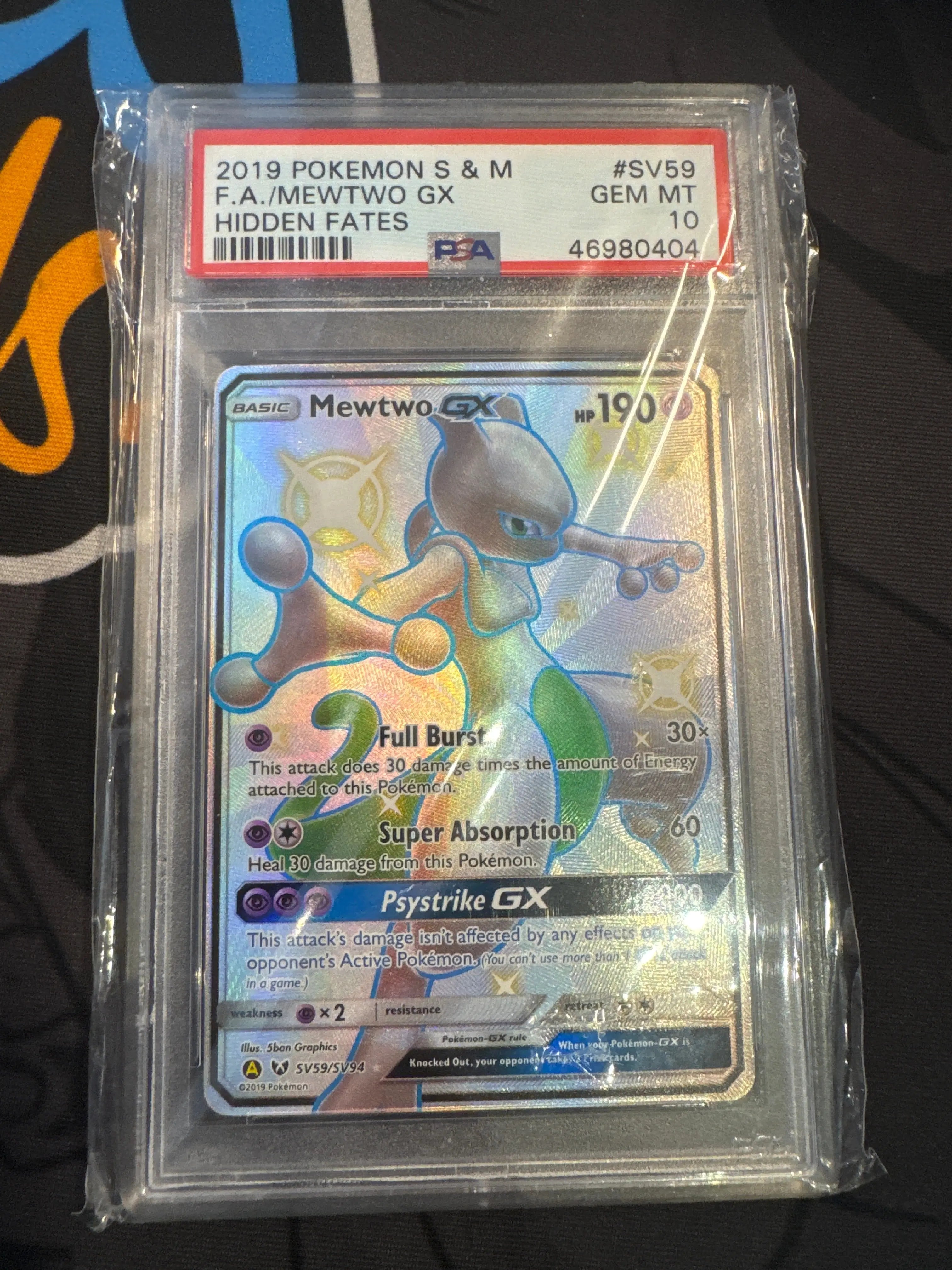 Psa 10 2019 POKEMON SUN & MOON HIDDEN FATES #SV59 FA/MEWTWO GX HIDDEN ...