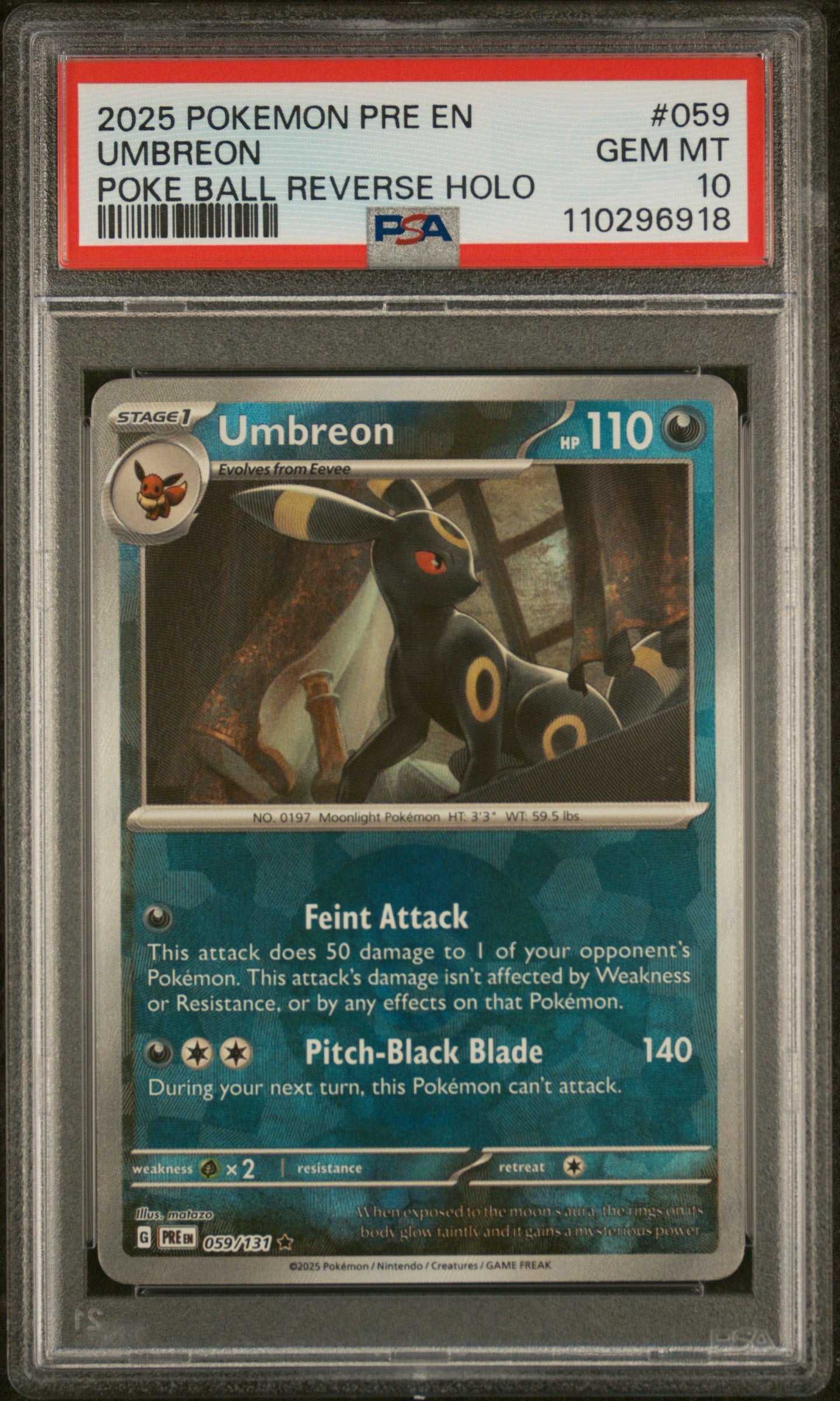 PSA 10 - 2025 POKEMON PRE EN-PRISMATIC EVOLUTIONS #059 UMBREON POKE BA ...